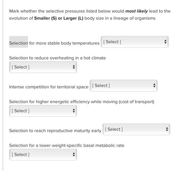 Mark whether the following are typically selective | Chegg.com