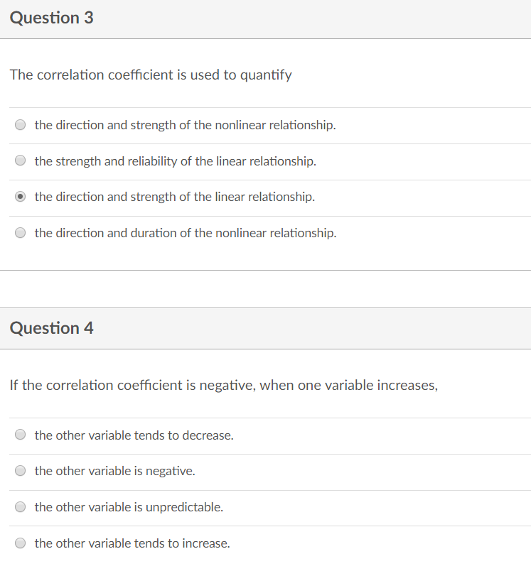 Solved Question 3 The correlation coefficient is used to | Chegg.com