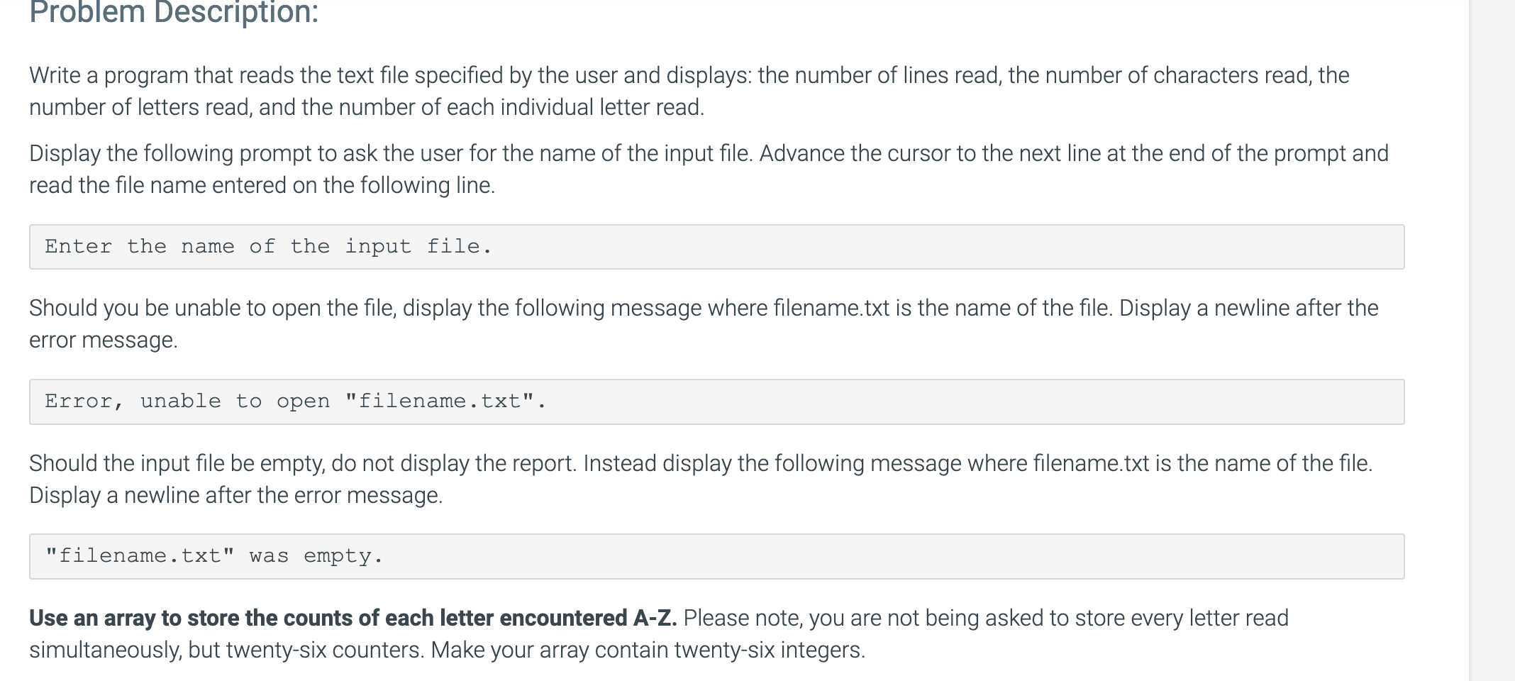 Solved Problem Description: Write a program that reads the | Chegg.com