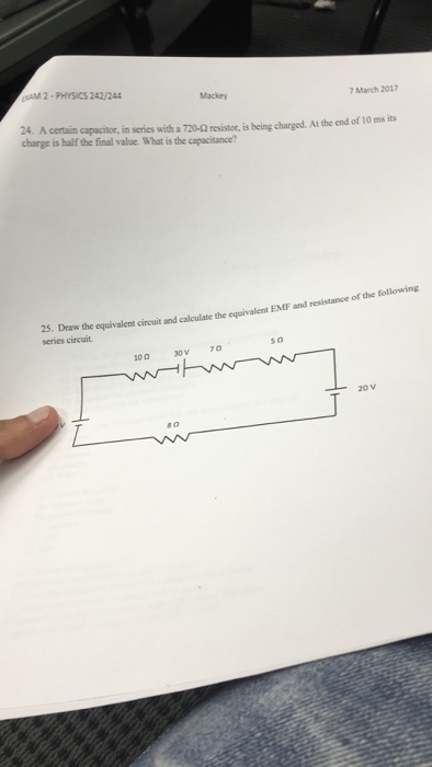 Solved A certain capacitor, in series with a 720 ohm | Chegg.com