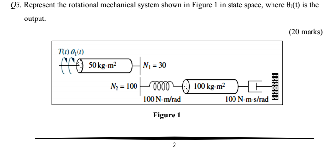 Solved 03. Represent the rotational mechanical system shown | Chegg.com