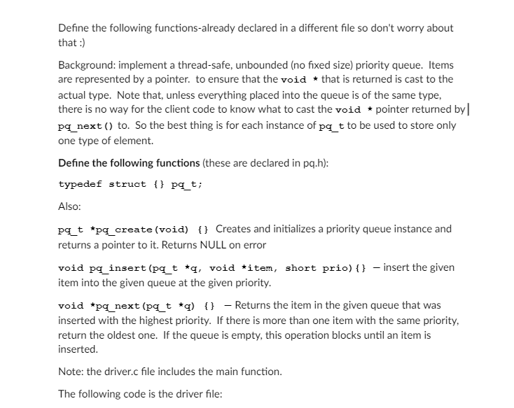 Solved Define the following functions-already declared in a | Chegg.com
