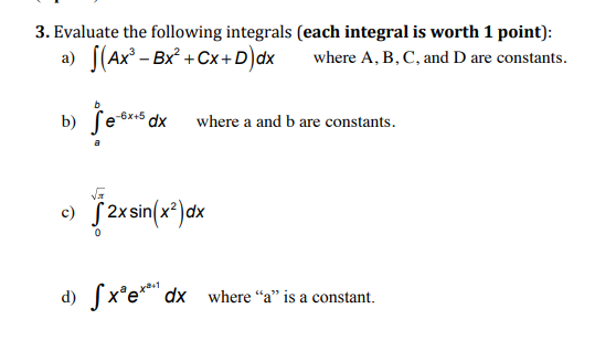 Solved 3. Evaluate the following integrals (each integral is | Chegg.com