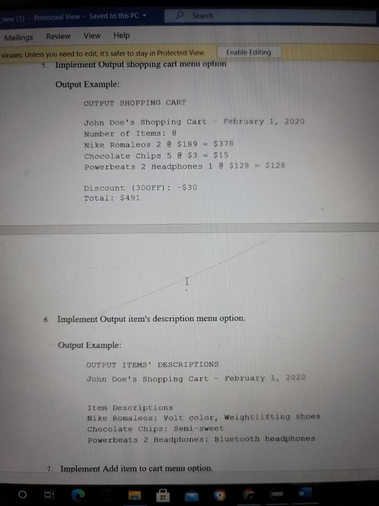 Solved ItemToPurchase.java:- package main; enum | Chegg.com