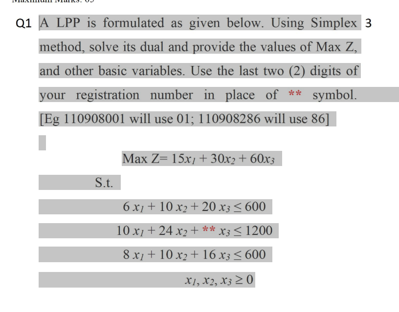 Solved A LPP is formulated as given below. Using Simplex | Chegg.com