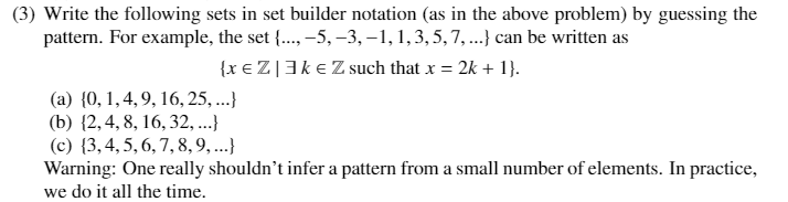 Solved (3) Write the following sets in set builder notation | Chegg.com