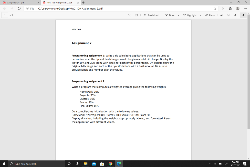 Solved Assignment #1 pdf MAC-109 Assignment 2 pdf + O File | Chegg.com