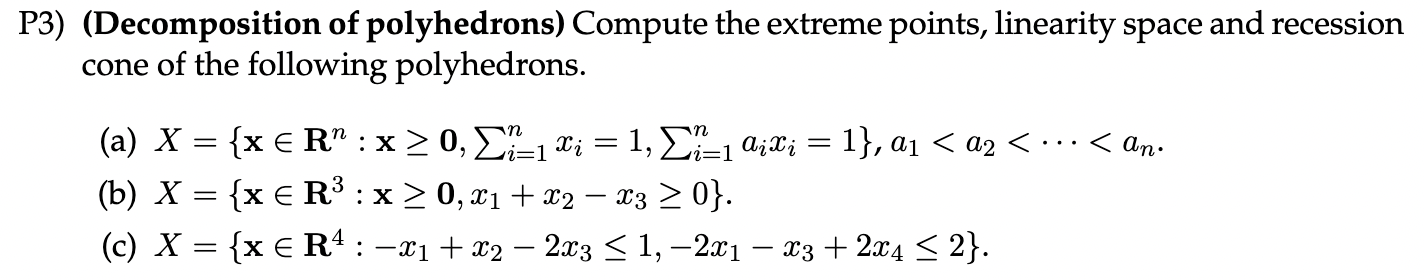 Solved 3) (Decomposition of polyhedrons) Compute the extreme | Chegg.com