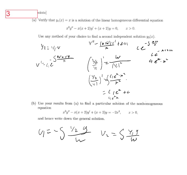 Solved (a) Verify that y1(x)=x is a solution of the linear | Chegg.com