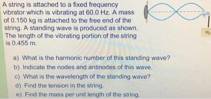 Solved A string is attached to a fixed frequency vibrator | Chegg.com