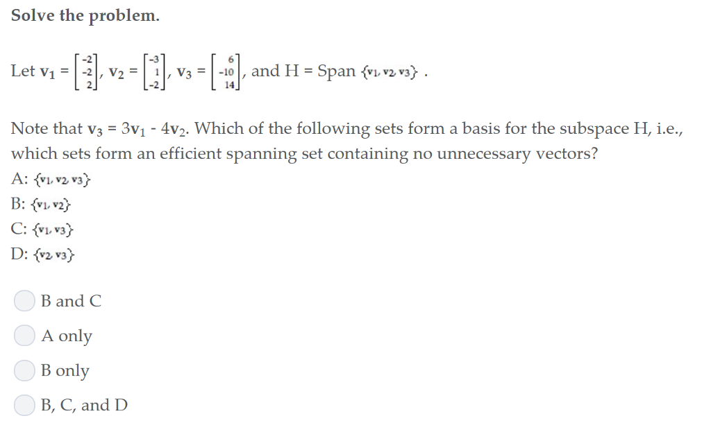 Solved Solve the problem Let v1-1-2. v2 = . v,-|-101, and | Chegg.com