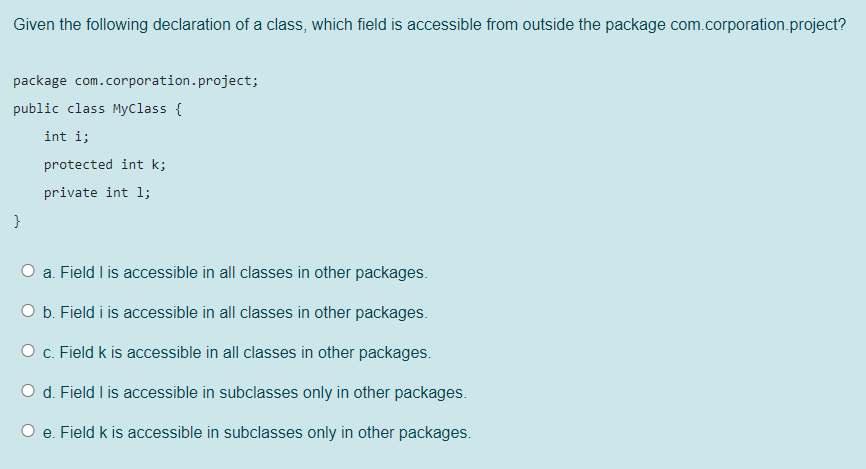 Solved Given the following declaration of a class, which | Chegg.com