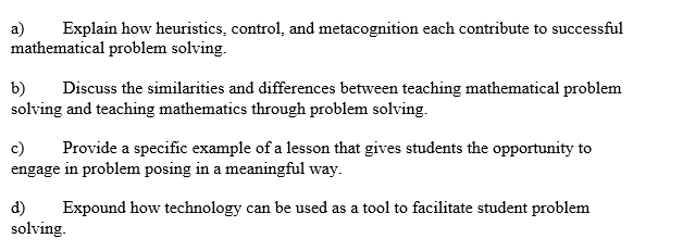 Solved a) Explain how heuristics, control, and metacognition | Chegg.com