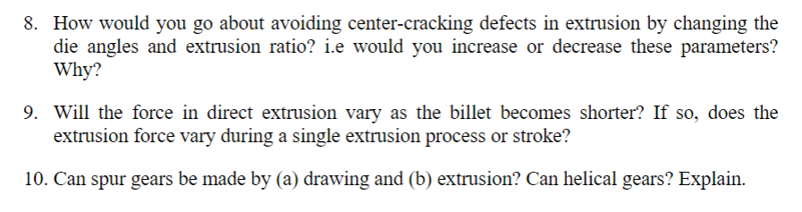 Solved 8. How would you go about avoiding center-cracking | Chegg.com
