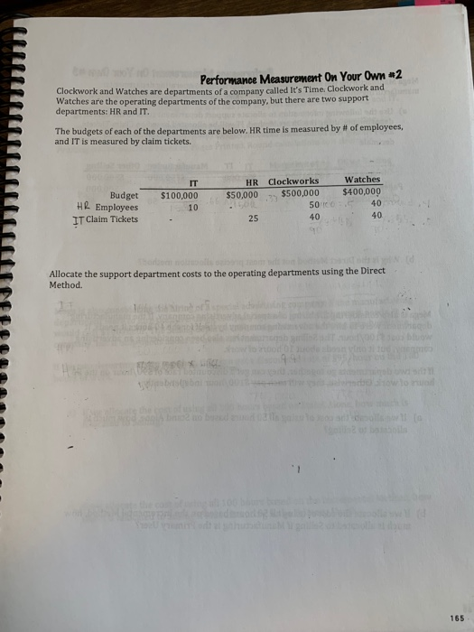 Solved Performance Measurement On Your 0wn #2 Clockwork and | Chegg.com
