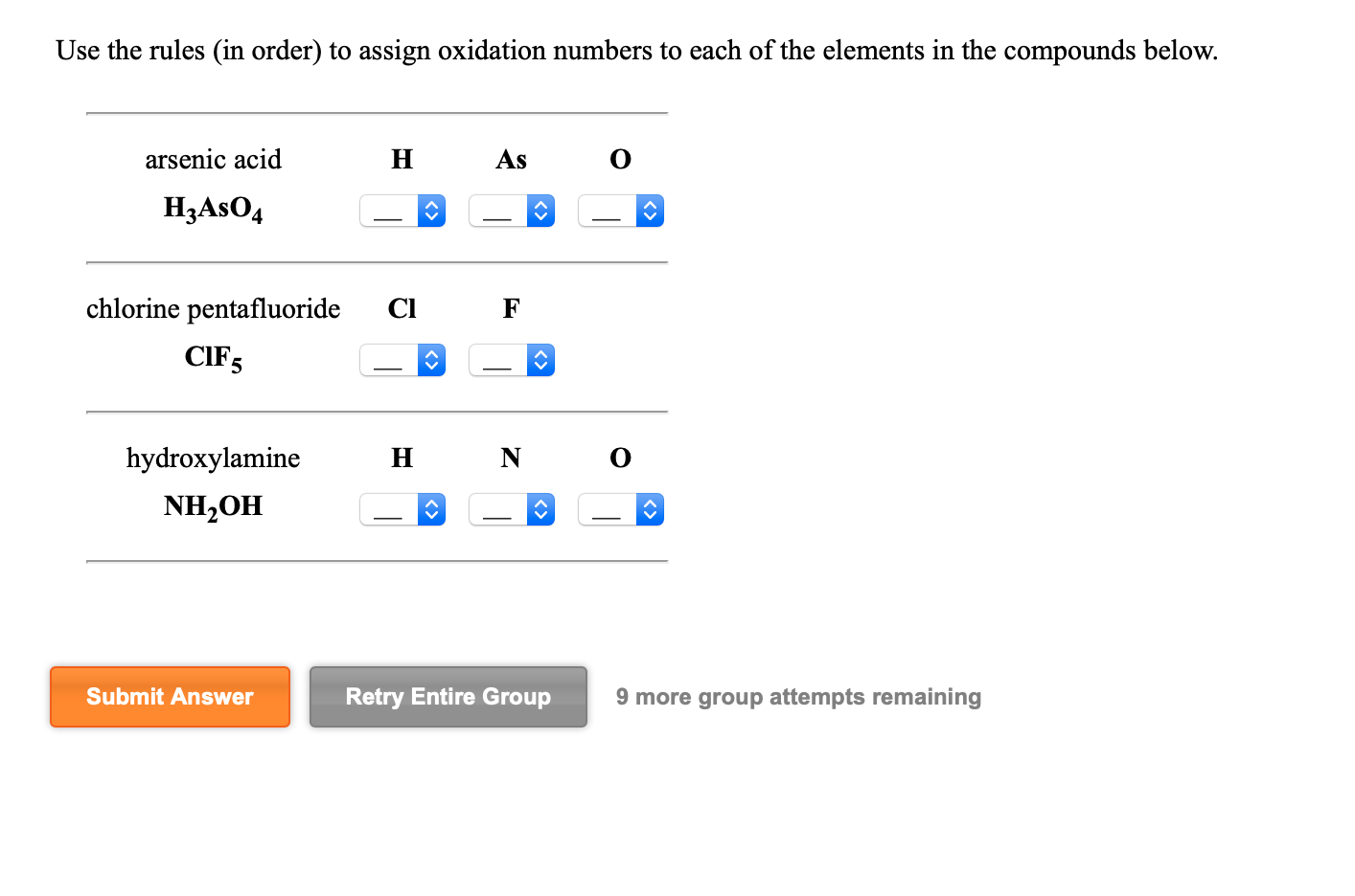 Solved Use the rules (in order) to assign oxidation numbers | Chegg.com