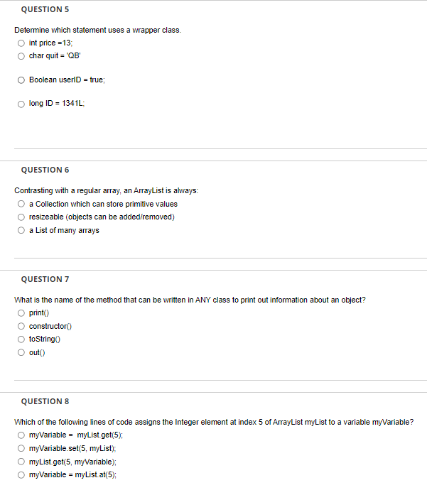 Solved Determine which statement uses a wrapper class. int | Chegg.com