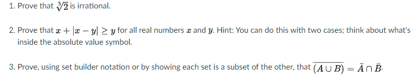 Solved 1. Prove that 52 is irrational. 2. Prove that 2 + 12x | Chegg.com