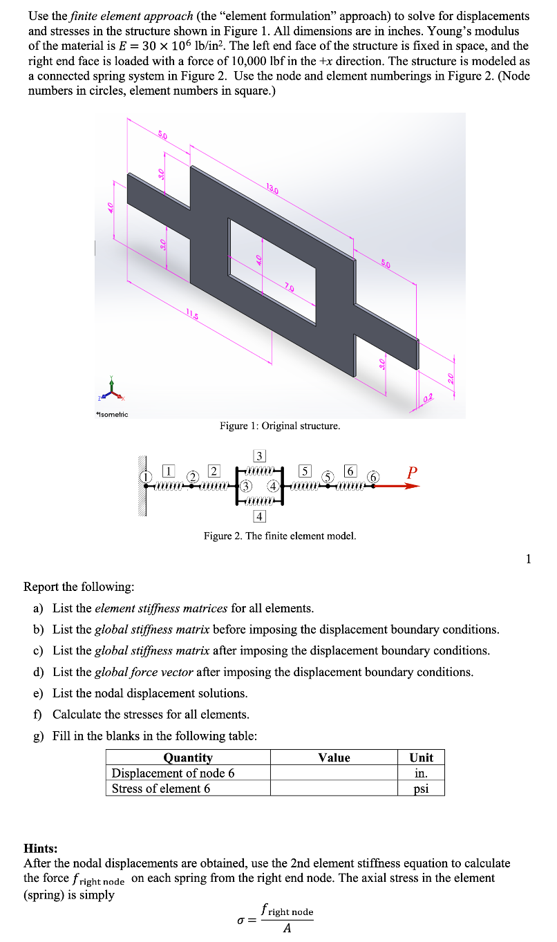 Solved Use The Finite Element Approach The Element