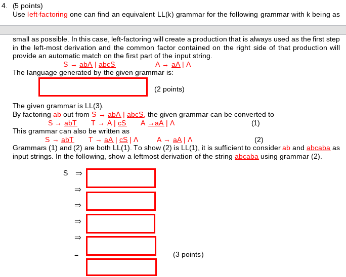 Solved (5 points) Use left-factoring one can find an | Chegg.com
