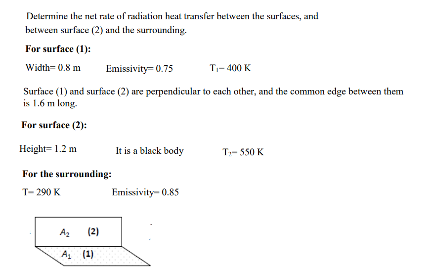 Solved Determine the net rate of radiation heat transfer | Chegg.com