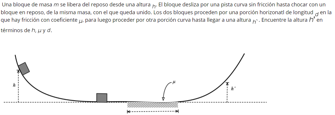 Solved Una bloque de masa m se libera del reposo desde una | Chegg.com Solved Una bloque de masa m se libera del reposo desde una | Chegg.com