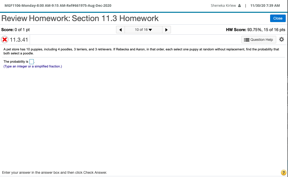 Solved MGF1106-Monday-8:00 AM-9:15 | Chegg.com