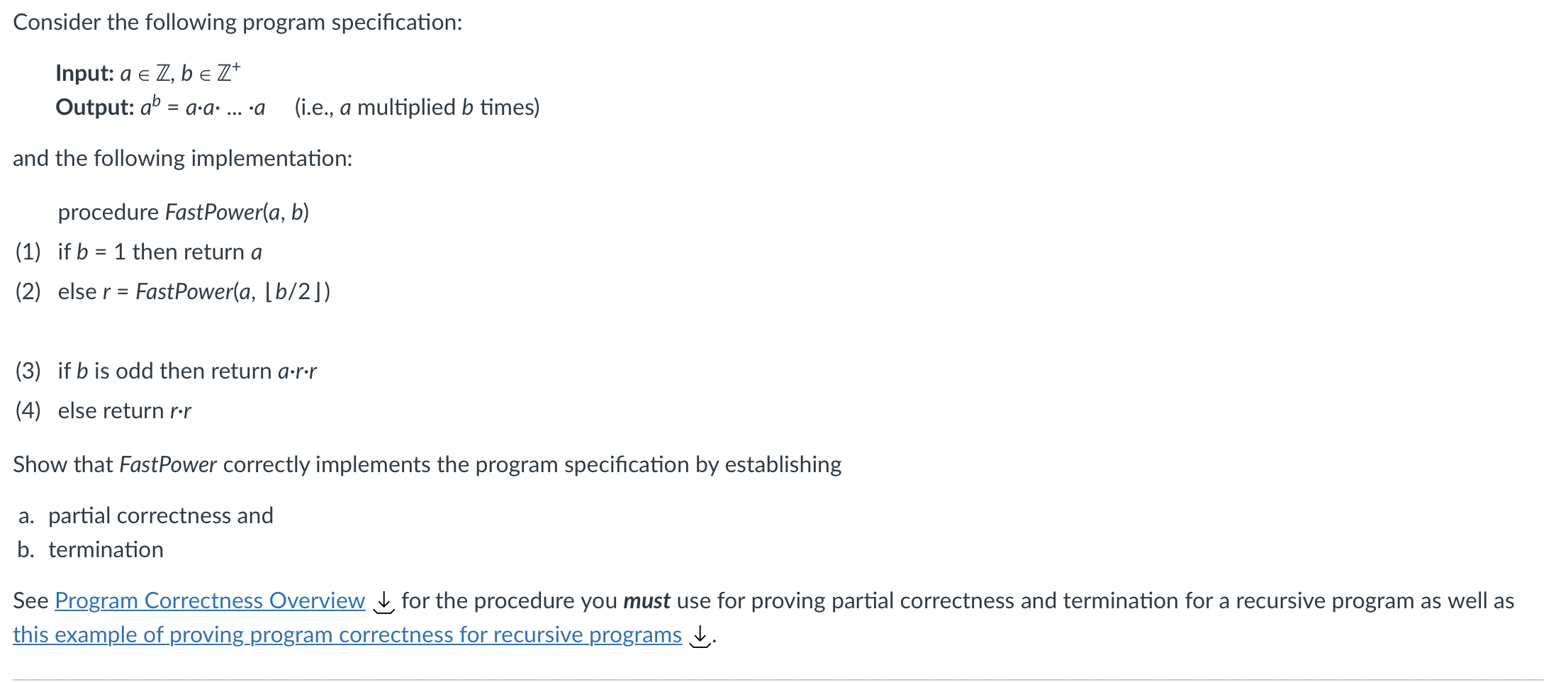 Consider the following program specification: Input: | Chegg.com