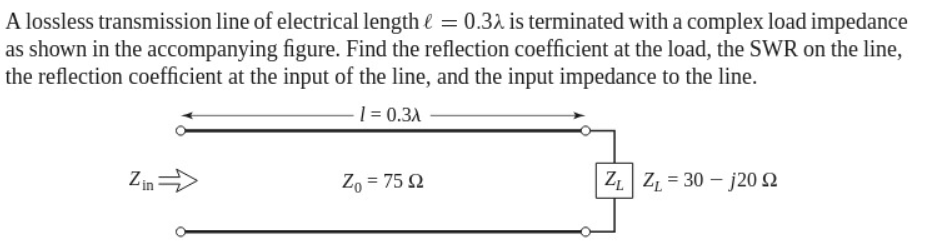 Solved A lossless transmission line of electrical length | Chegg.com