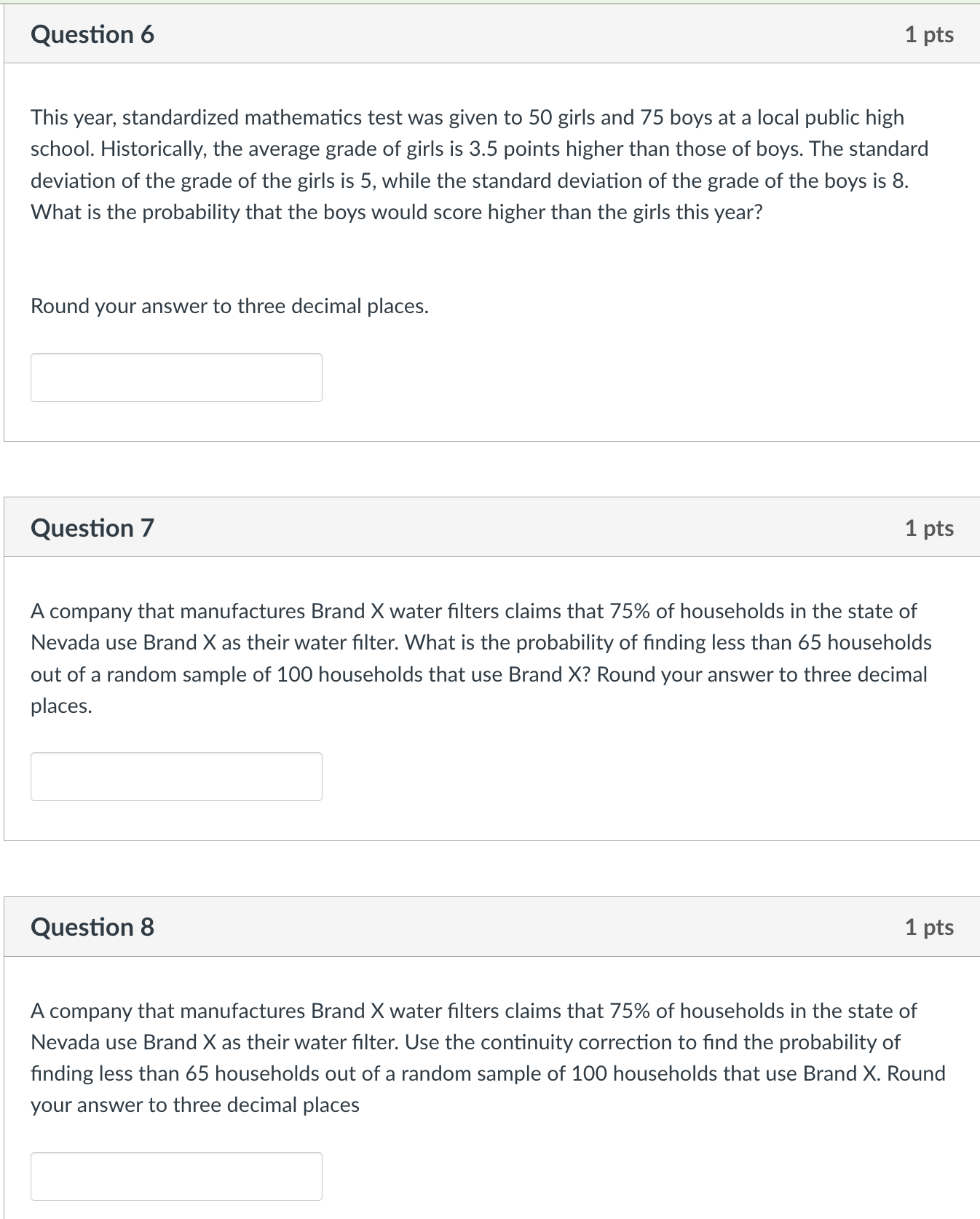 This year, standardized mathematics test was given to | Chegg.com
