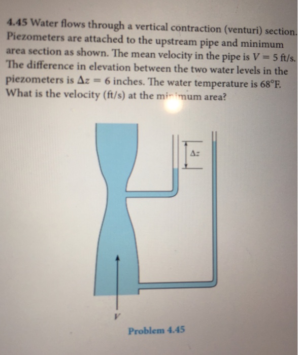 Solved 4.45 Water flows through a vertical contraction | Chegg.com