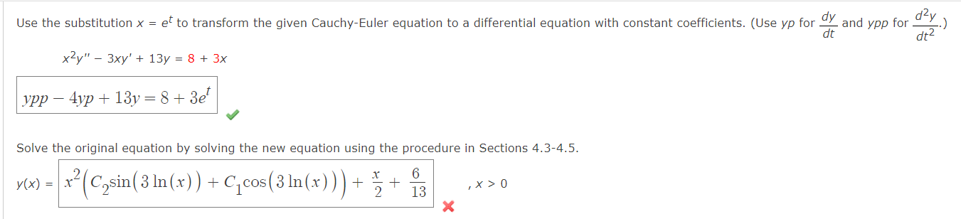 Solved dt Use the substitution x = et to transform the given | Chegg.com