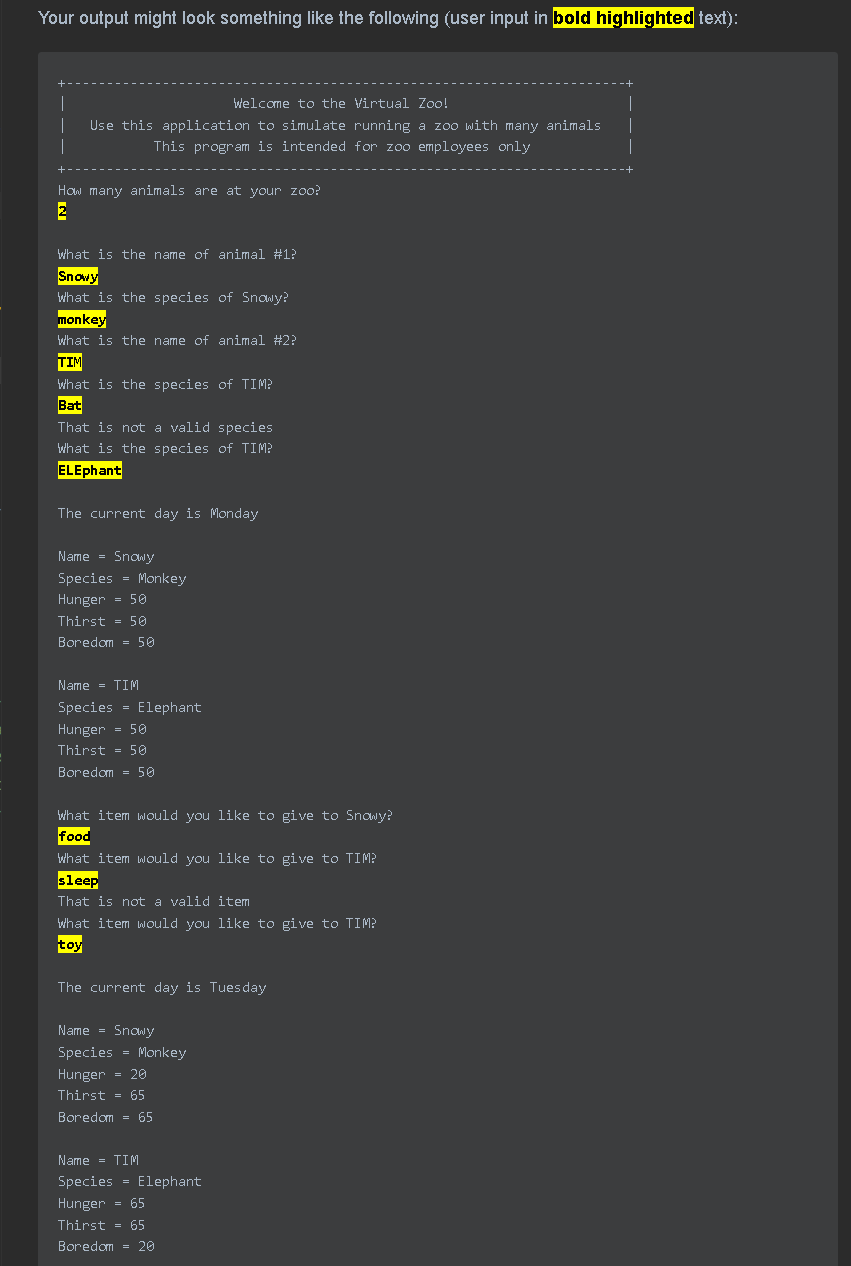 Solved Task 1 - Animal Class Take some time to read through | Chegg.com
