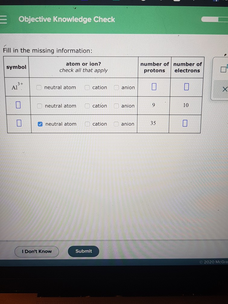 Solved = Objective Knowledge Check Fill in the missing | Chegg.com