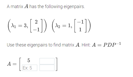 Solved A matrix A has the following eigenpairs. (1 = 3, []) | Chegg.com