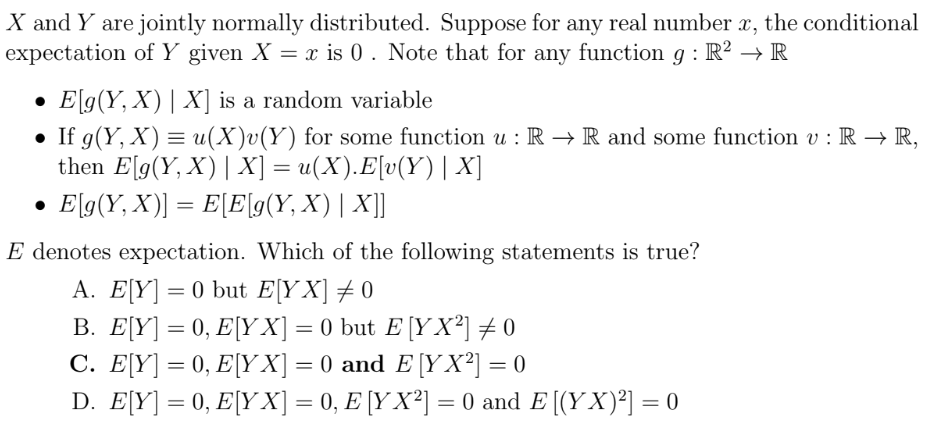 Solved X and Y are jointly normally distributed. Suppose for | Chegg.com
