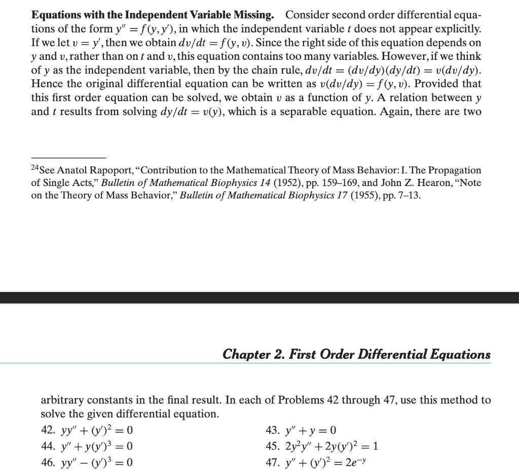 Solved Equations with the Independent Variable Missing. | Chegg.com