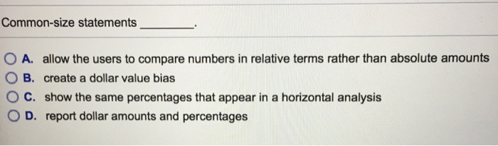 Solved Common-size statements ____. allow the users to | Chegg.com