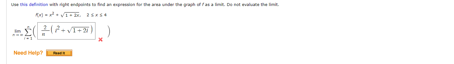 Solved Use this definition with right endpoints to find an | Chegg.com