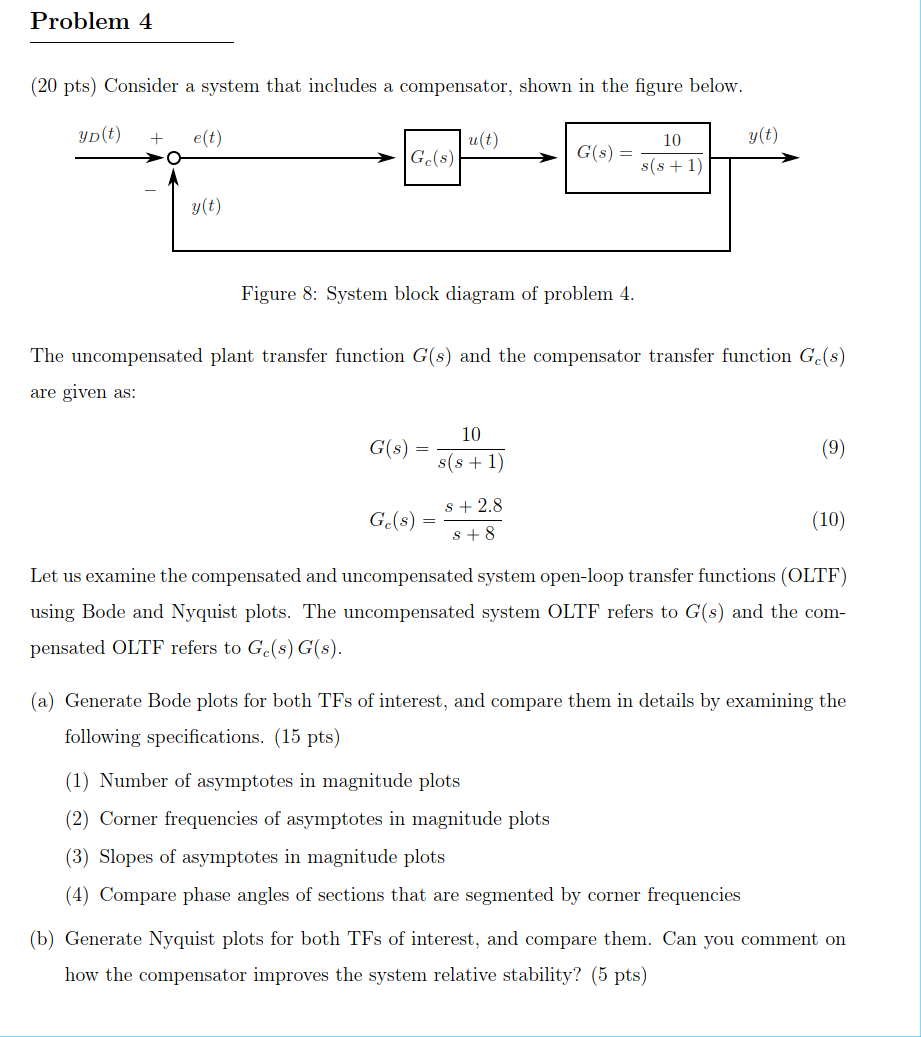 Solved Problem 4 (20 pts) Consider a system that includes a | Chegg.com