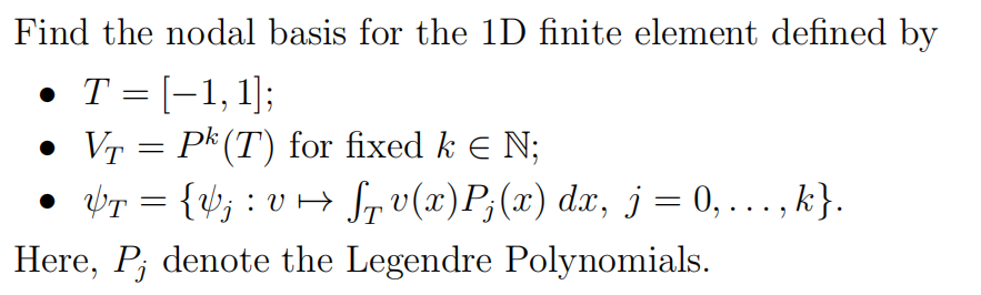 = Find the nodal basis for the 1D finite element | Chegg.com