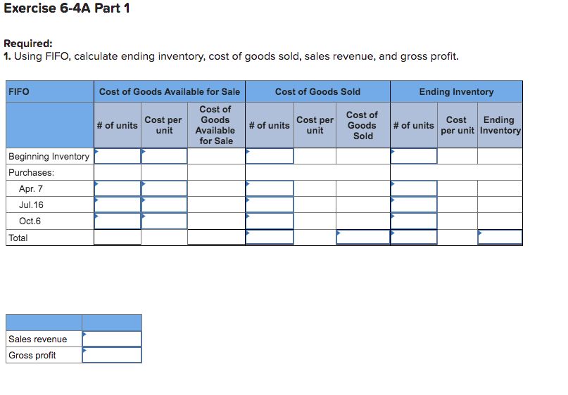 Solved Required information Exercise 6-4A Calculate | Chegg.com