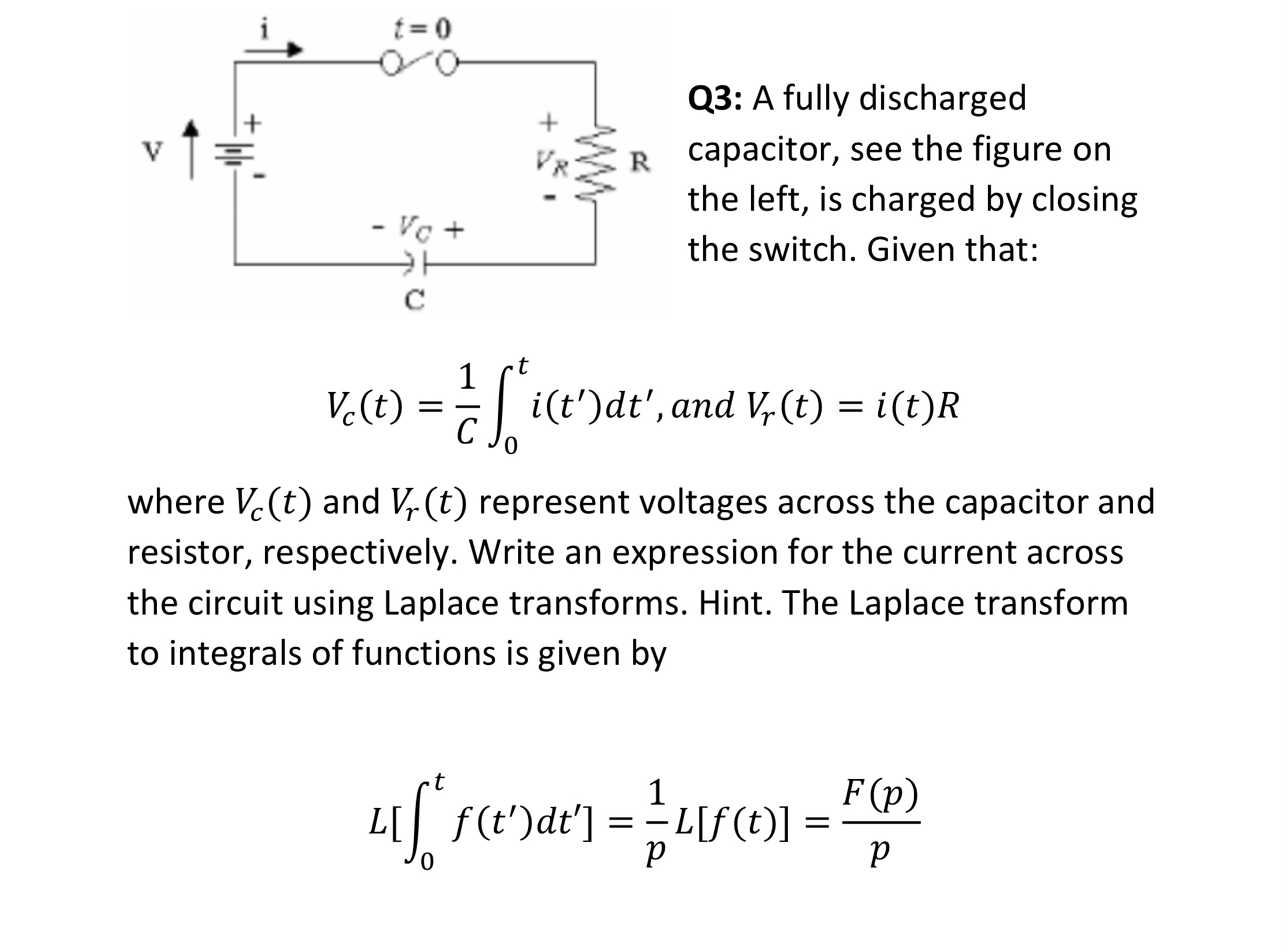 Solved Q3: A fully discharged capacitor, see the figure on | Chegg.com