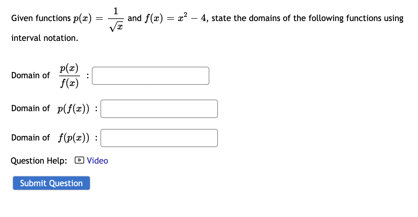 Solved Given functions p(x)=1√xp(x)=1x and | Chegg.com
