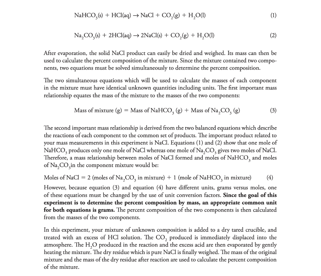 Solved I need help calculating the mass of NAHCO3 and the | Chegg.com