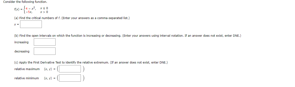 Solved Consider The Following Function F X 4 − X2 X ≤ 0