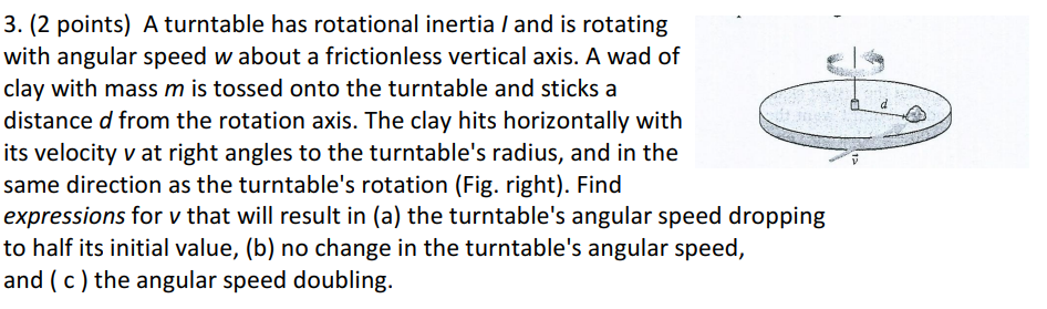 Solved 3. (2 points) A turntable has rotational inertia / | Chegg.com