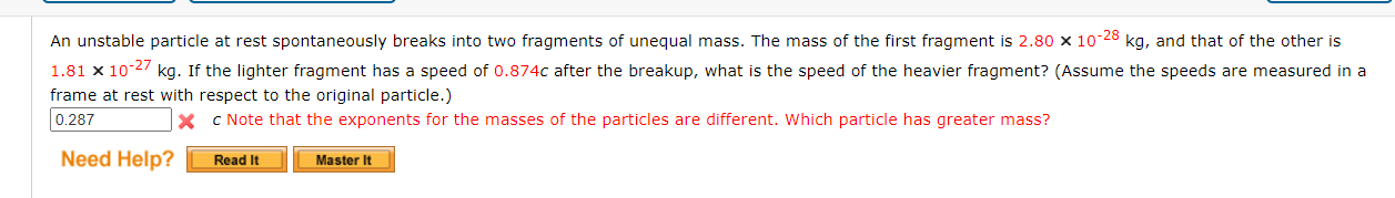 Solved An unstable particle at rest spontaneously breaks | Chegg.com
