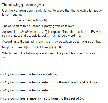 Solved The following question is given: Use the Pumping | Chegg.com