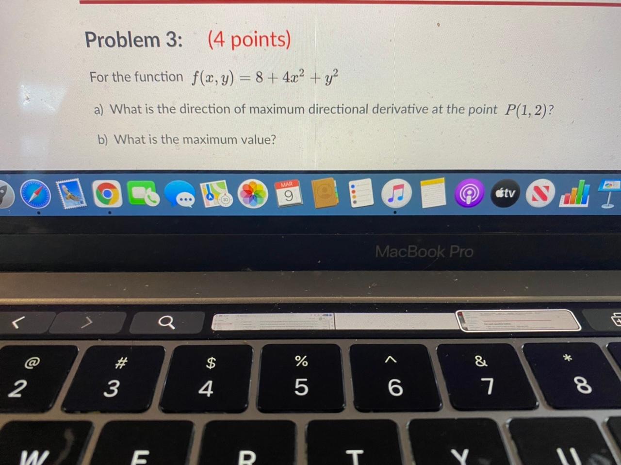 Solved Problem 3: (4 points) For the function f(x, y) = 8 + | Chegg.com